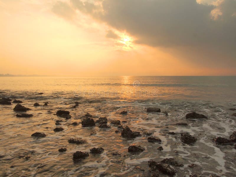 Slow Shutter Seascape View and Beautiful Sunrise Stock Photo - Image of ...
