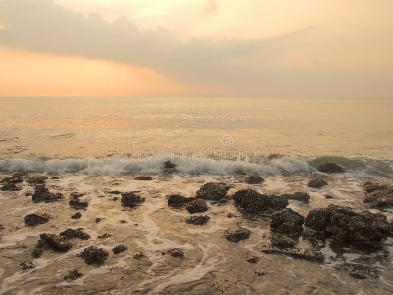 Slow Shutter Seascape View and Beautiful Sunrise Stock Image - Image of ...