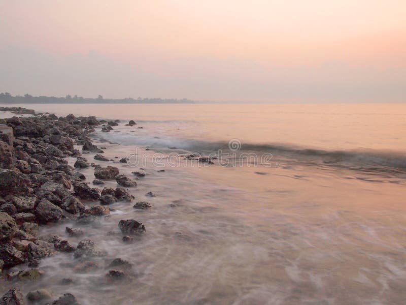 Slow Shutter Seascape View and Beautiful Sunrise Stock Image - Image of ...