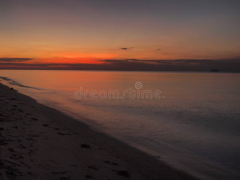 Slow Shutter Seascape View and Beautiful Sunrise Stock Photo - Image of ...