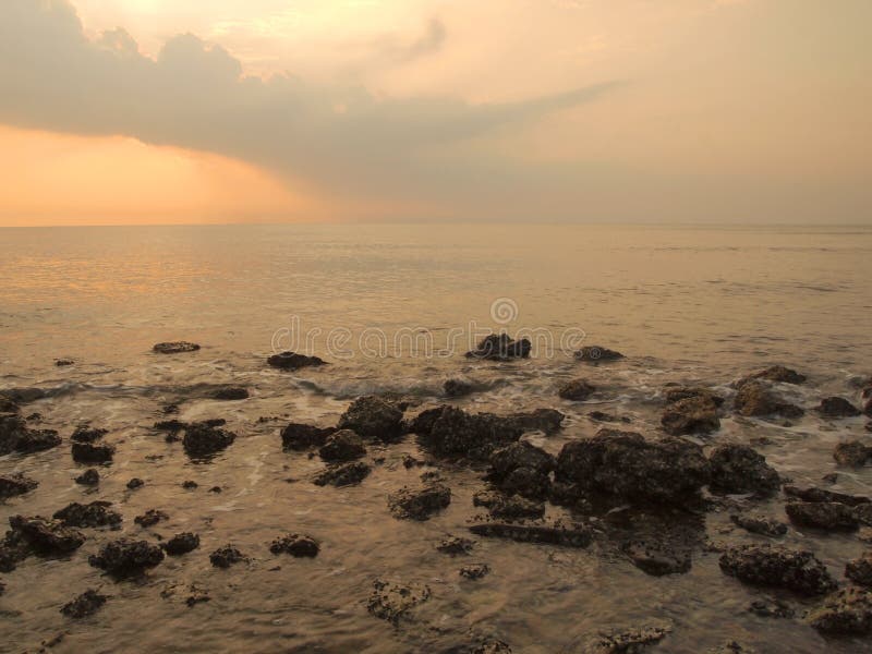 Slow Shutter Seascape View and Beautiful Sunrise Stock Photo - Image of ...