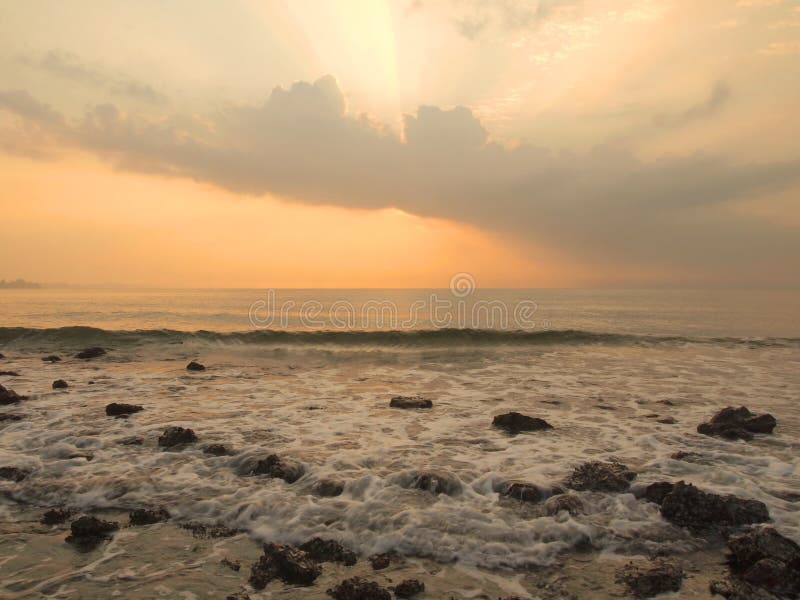 Slow Shutter Seascape View and Beautiful Sunrise Stock Image - Image of ...