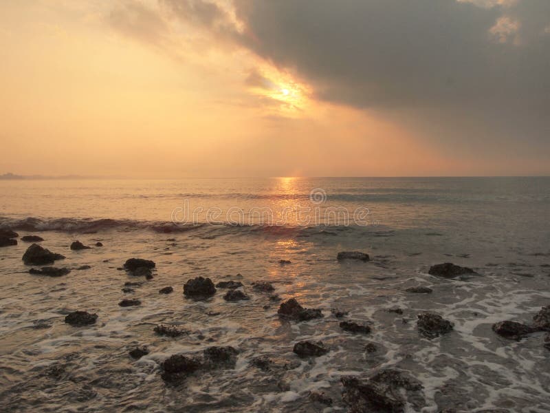 Slow Shutter Seascape View and Beautiful Sunrise Stock Image - Image of ...