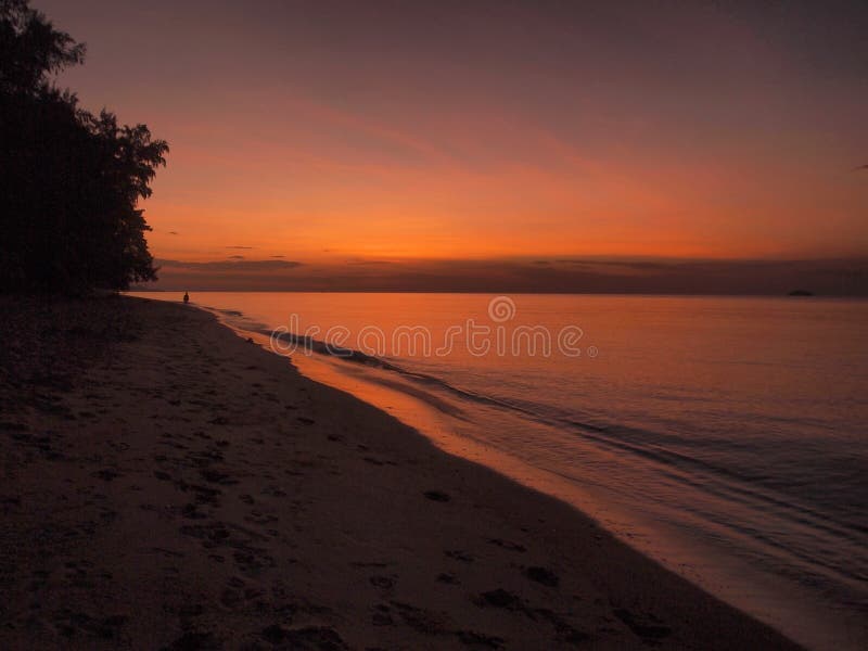 Slow Shutter Seascape View and Beautiful Sunrise Stock Photo - Image of ...