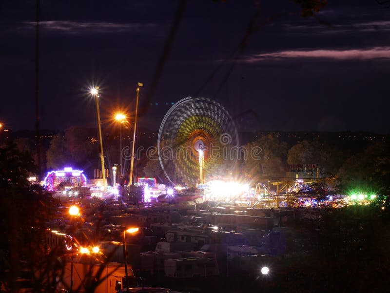 Fairground at Night Shows Lights and Rides at a Slow Shutter Speed ...