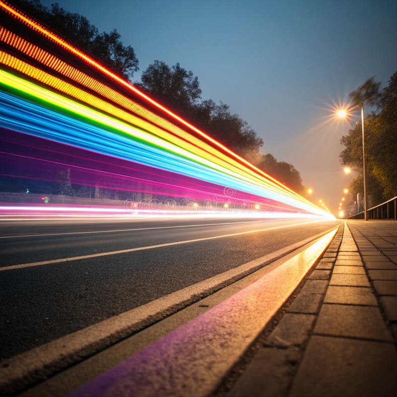 Slow Shutter Speed Color Light Stock Illustration - Illustration of ...