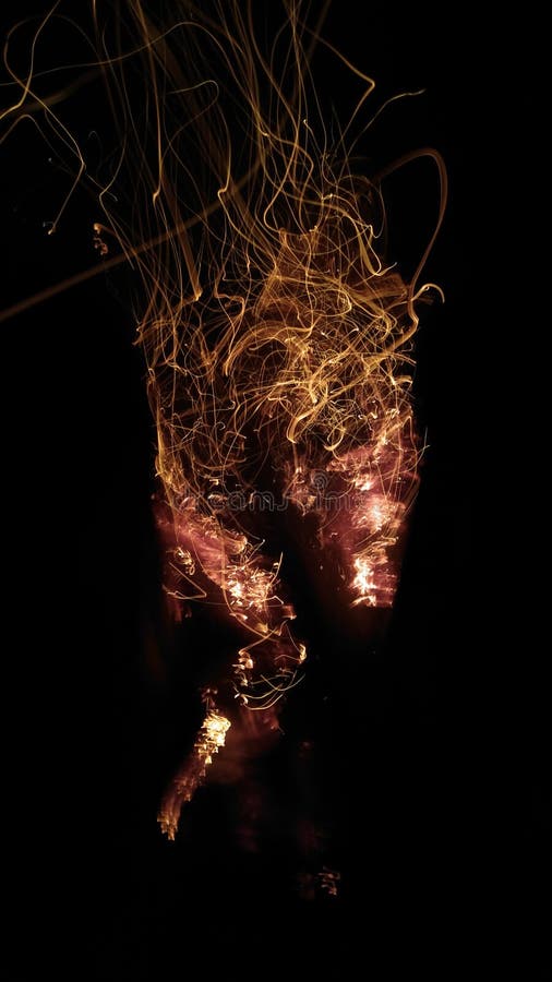 Slow Shutter Speed Fire Light Art Stock Photo - Image of midnight ...