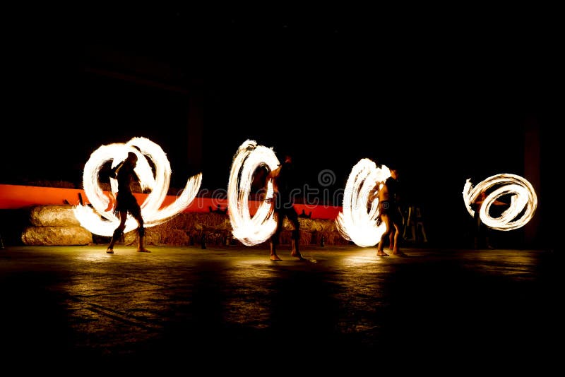 Slow Shutter Speed of Fire Show. Stock Photo - Image of sand, culture ...