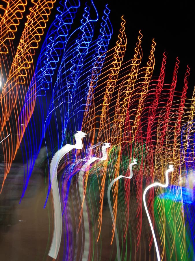 Slow Shutter Speed Light Art. Light Painting. Splash Line Abstract ...