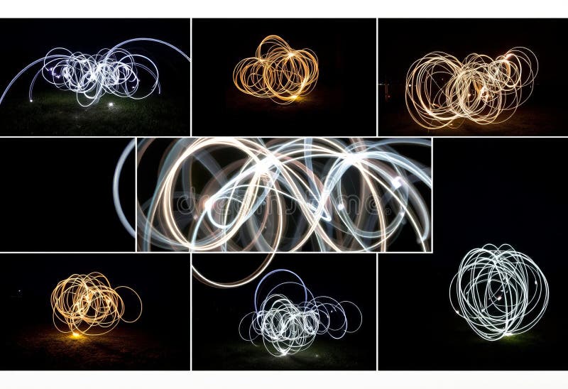 Slow Shutter Speed Light Trails Collage Featuring Long Exposure Stock ...
