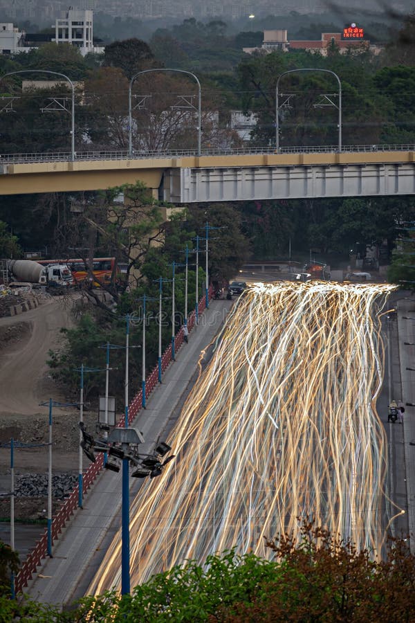 Slow Shutter Speed, Long Exposure Image of Traffic Flowing Over a ...