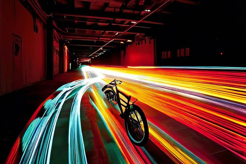 Slow Shutter Speed Op Art a Trailing Bike Creating an Optical Il Stock ...