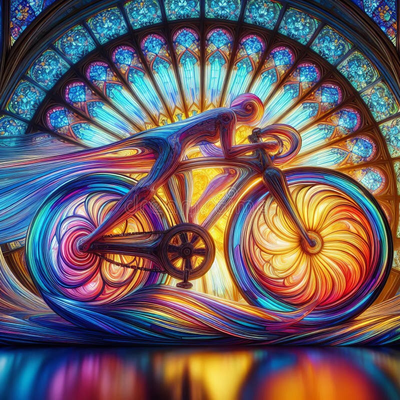 Slow Shutter Speed Vibrant Glass a Flowing Bike with a Stained G Stock ...