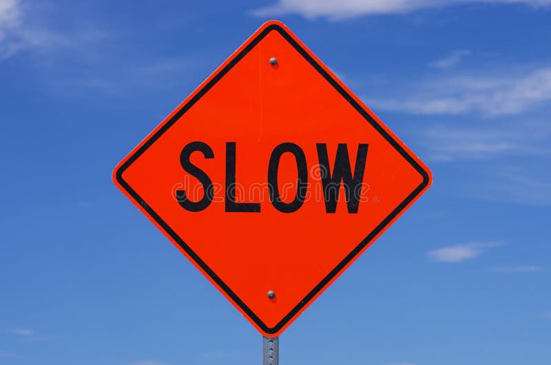 Slow Sign stock photo. Image of slow, roadsign, blue - 44159194