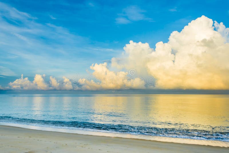 Slow Speed Shutter of Blue Sea and Cloudy Blue Sky Stock Photo - Image ...
