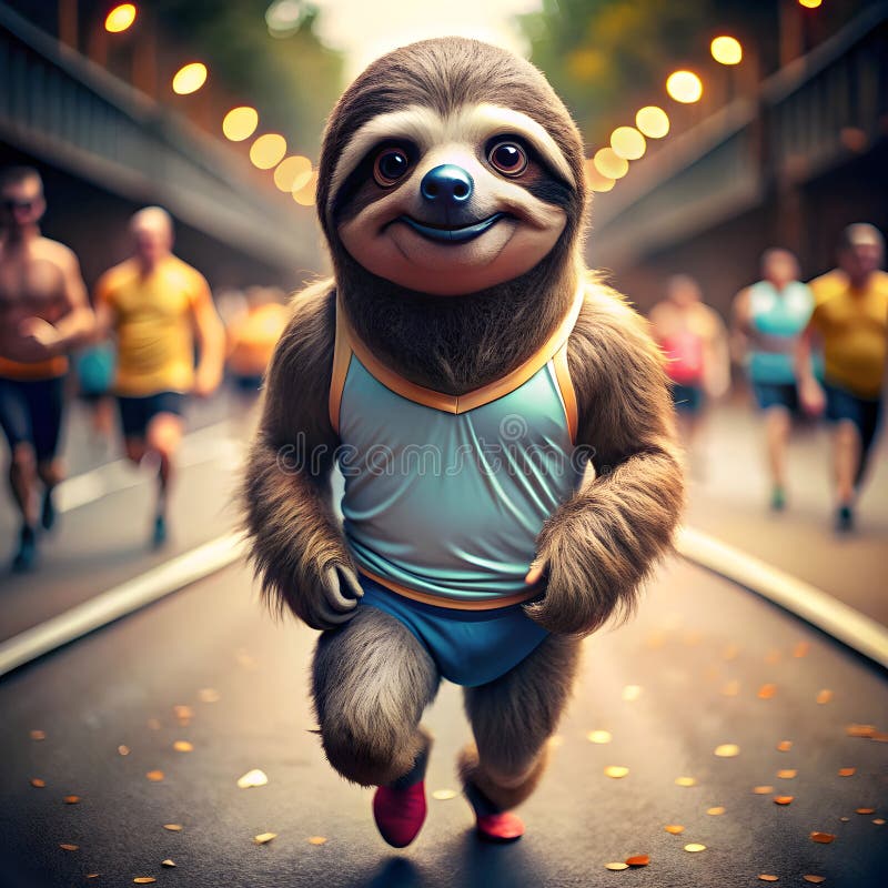 Slow and Steady: a Sloth S Marathon Adventure" Stock Illustration ...