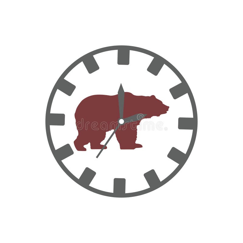 Slow Time of Life Concept. Clock with Bear. Vector Illustration on ...