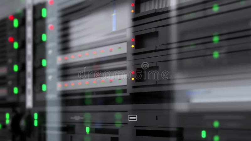 Slow Tracking Shot of Server Units in Cloud Service Data Center Showing ...