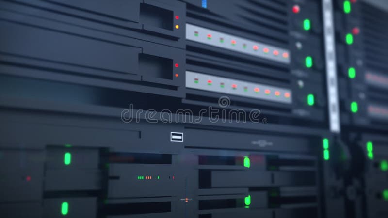 Slow Tracking Shot of Server Units in Cloud Service Data Center Showing ...