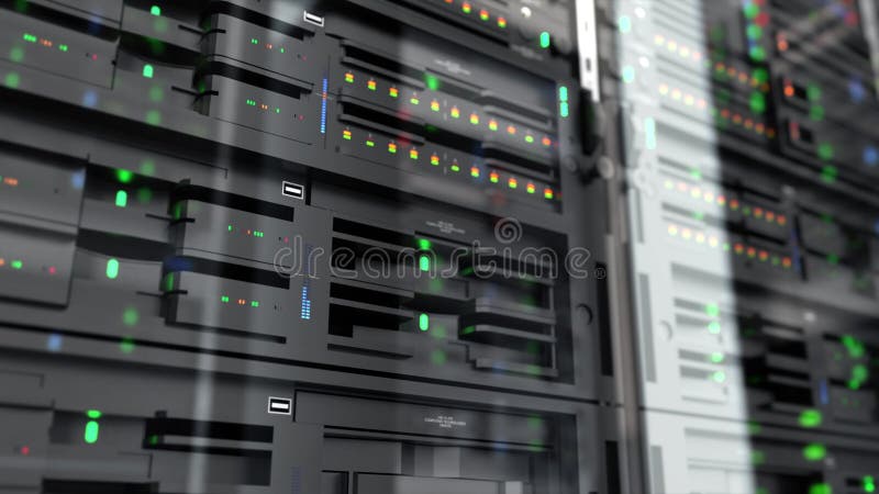 Slow Tracking Shot of Server Units in Cloud Service Data Center Showing ...