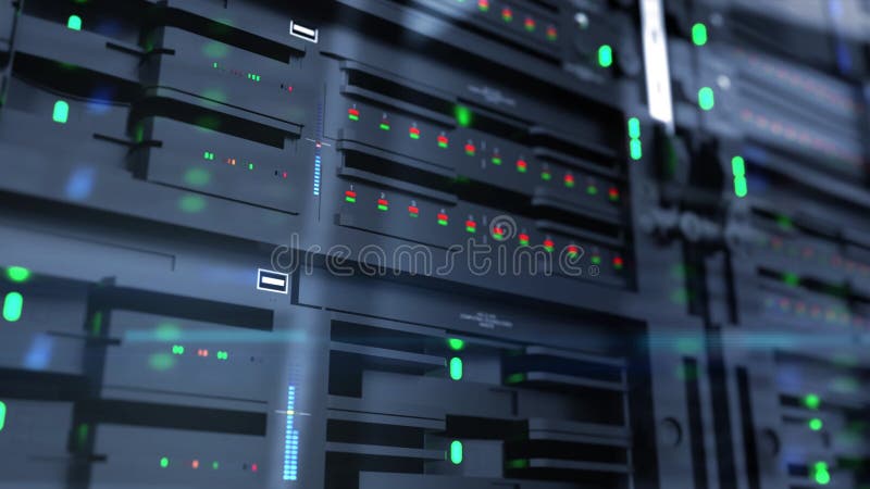Slow Tracking Shot of Server Units in Cloud Service Data Center Showing ...