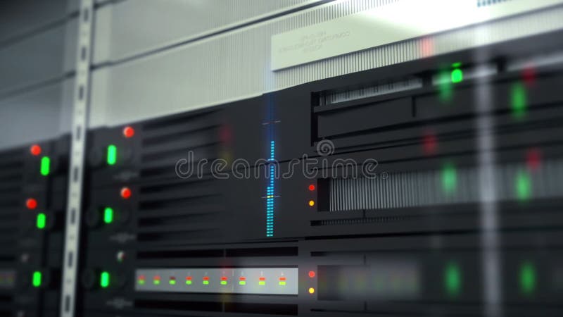 Slow Tracking Shot of Server Units in Cloud Service Data Center Showing ...