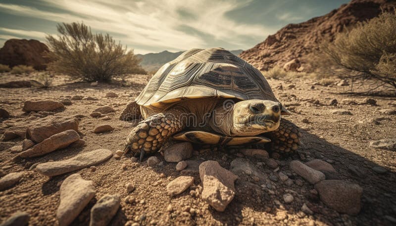 Slow Turtle Crawling on Dry Arid Sand Generated by AI Stock ...