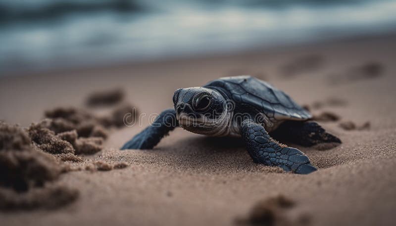 Slow Turtle Crawling on Sand in Nature Generated by AI Stock Photo ...
