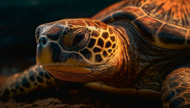 Slow Turtle Crawls on Spotted Tortoise Shell Generated by AI Stock ...