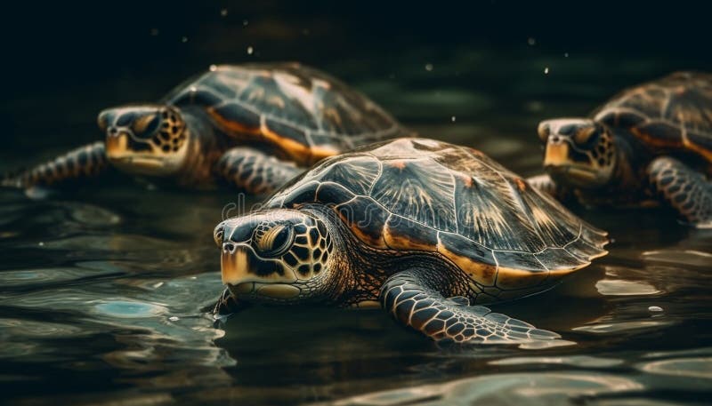 Slow Turtle Crawls Underwater, Enduring Tranquil Scene Generated by AI ...