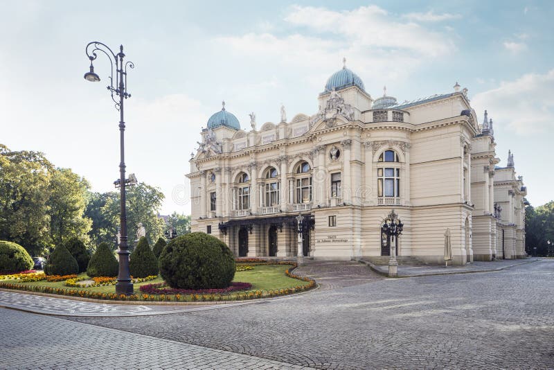 Slowacki s theater stock photo. Image of cracow, morning - 40195478