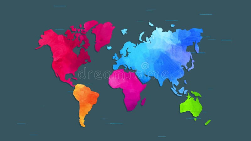 World Map Using Unique Colours for Each Continent Stock Footage - Video ...