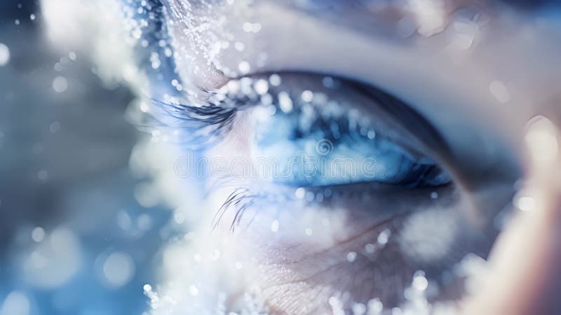 Slowly Falling Snowflakes Dance within the Clear Blue Reflection in the ...