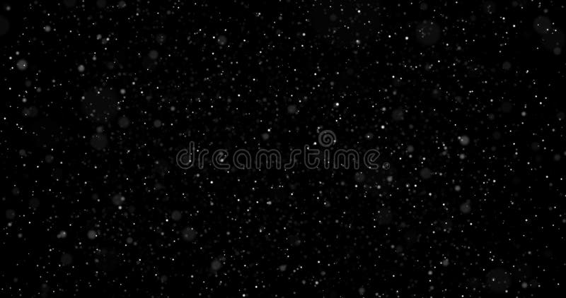 Slowly Moving Particles on a Black Background. Falling Snow Stock ...