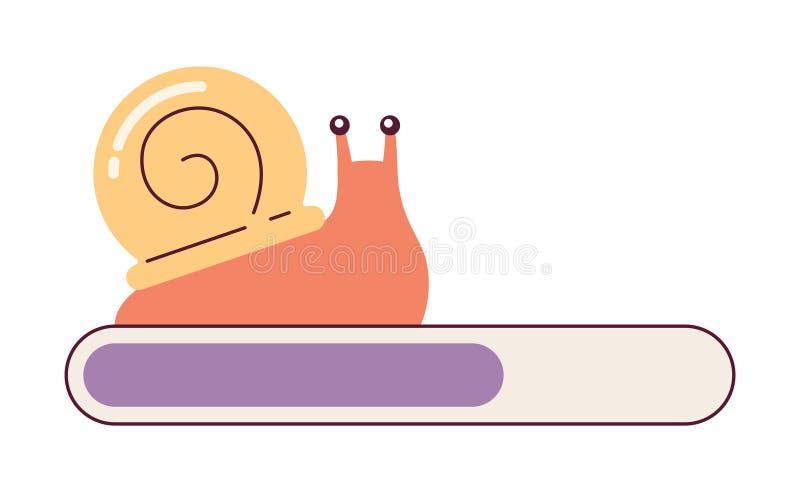 Slowly Snail with Spiral Shell Outline Loading Bar Vector Illustration ...