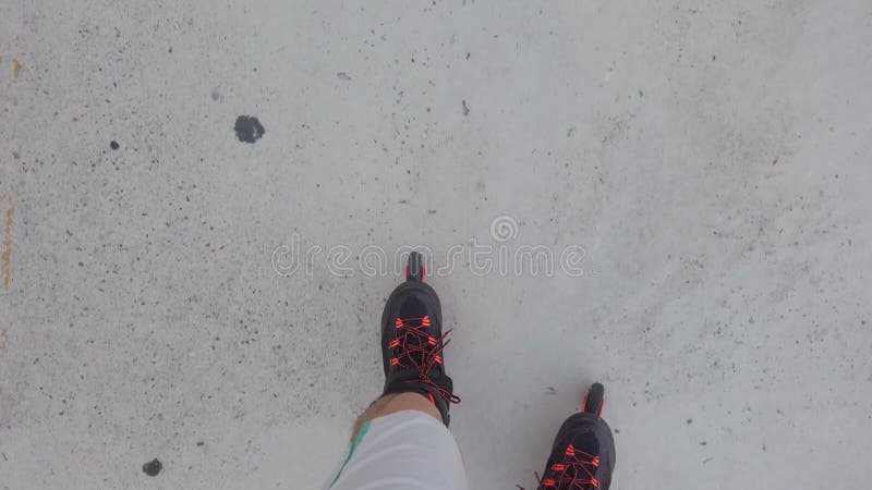 Slowmotion while Rollerskaing Rollerblade on Concrete Ground Stock ...