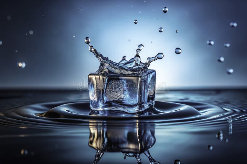 A SlowMotion Symphony of Water Minimalist Ice Cube Drop Capturing the ...