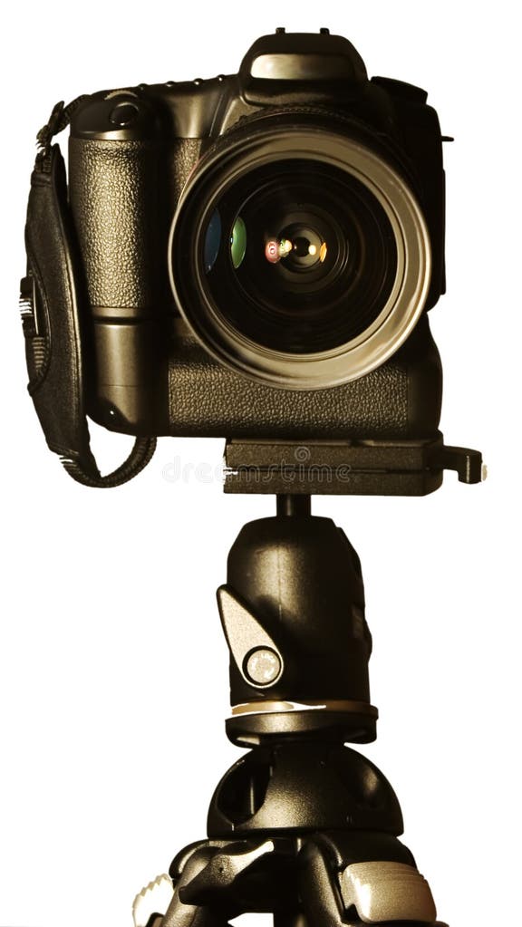 SLR Camera on Tripod stock photo. Image of capture, ballhead - 566544