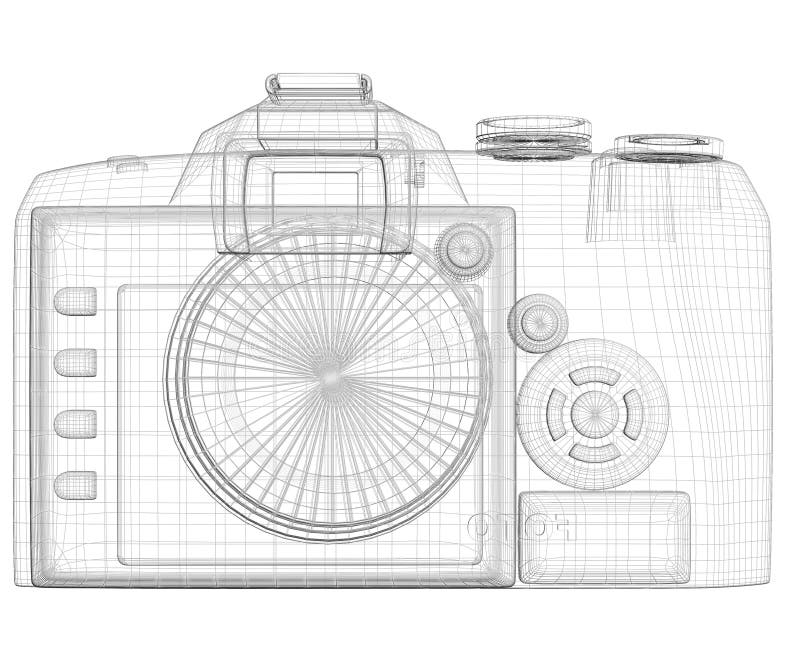 SLR camera. Wire frame stock illustration. Illustration of background ...