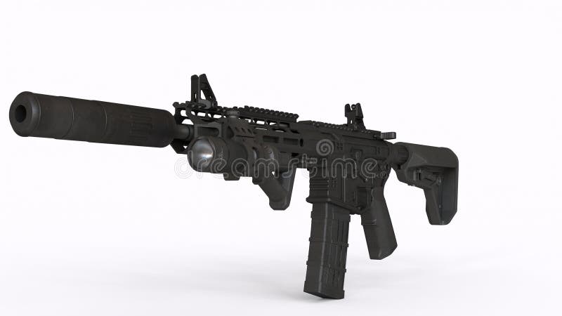 SLR Gun with Suppressor stock illustration. Illustration of rifle ...