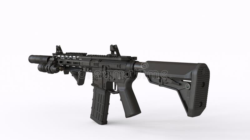 SLR Gun with Suppressor stock illustration. Illustration of anzac ...