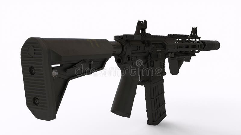 SLR Gun with Suppressor stock illustration. Illustration of memorial ...