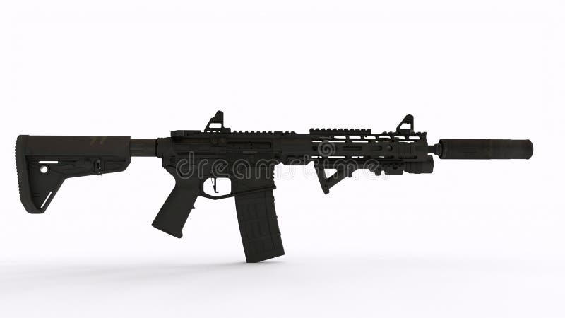 SLR Gun with Suppressor stock illustration. Illustration of special ...