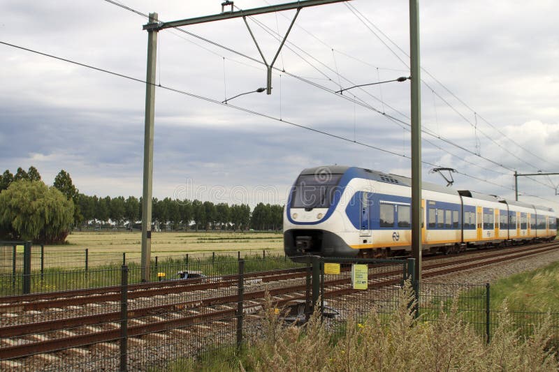 SLT Sprinter Local Commuter Train on Track in Moordrecht Editorial ...