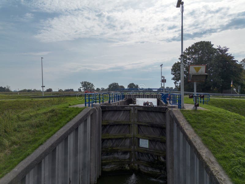 Sluice Complex Named Snelle Sluis at the Hollandsche IJssel River Stock ...