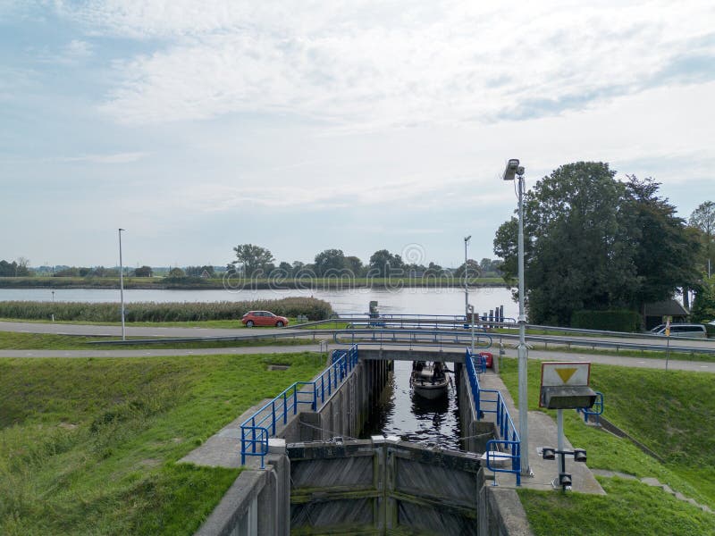Sluice Complex Named Snelle Sluis at the Hollandsche IJssel River Stock ...
