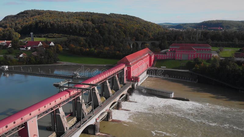 Gateway on Rhine River. Sluice Gates at River Dam. River Dam with ...