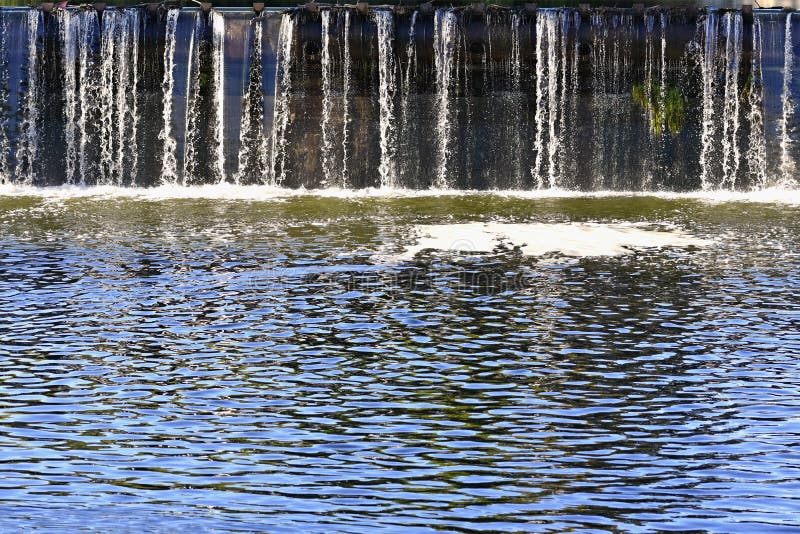 Sluice on the River. Flowing Clean Water in the River Stock Photo ...