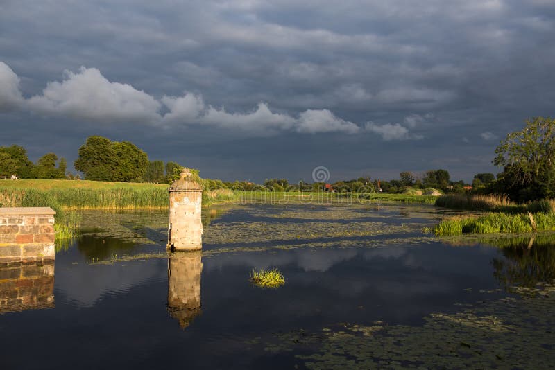 Sluice stone. stock image. Image of construction, grass - 32510903
