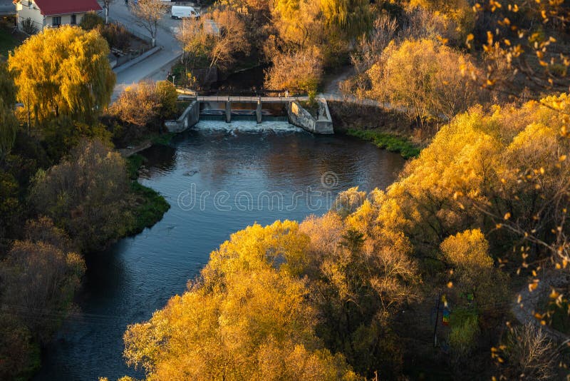 Sluices on an Old Small Dam. Autumn Landscape, River Stock Photo ...